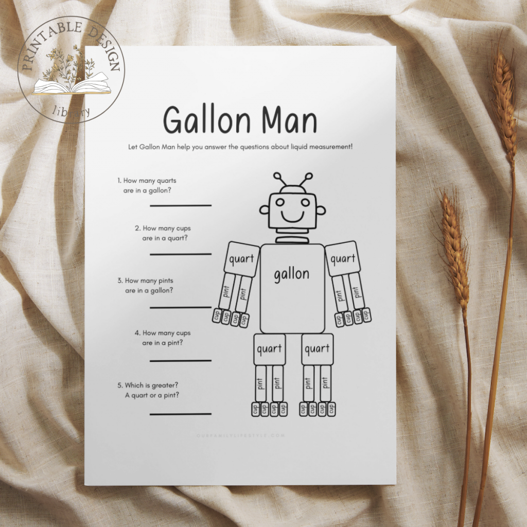 Gallon Man Worksheet: How Many Quarts in a Gallon – Printable Design ...
