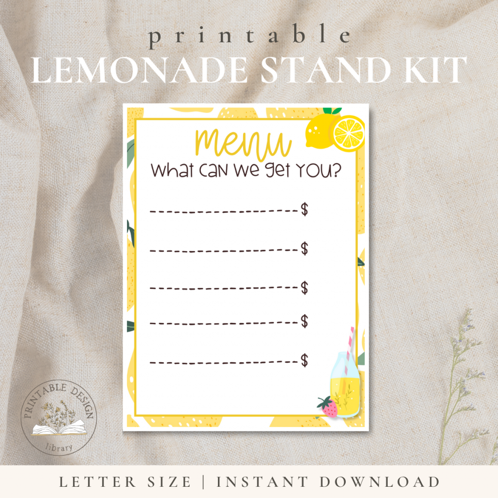 Lemonade Stand Kit: Printable All-in-One Stand Signage – Printable ...